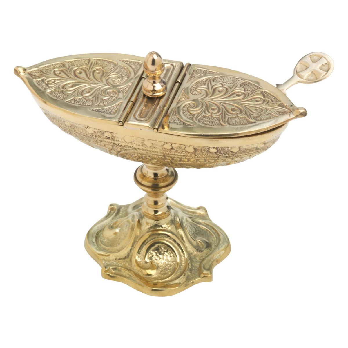 Incense Boat and Spoon, Traditional Double Hinged Brass Boat 17cm / 6. ...