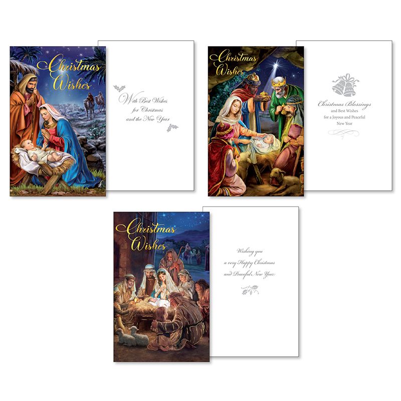 10 Small Christmas Cards, Christmas Wishes Traditional Holy Family ...