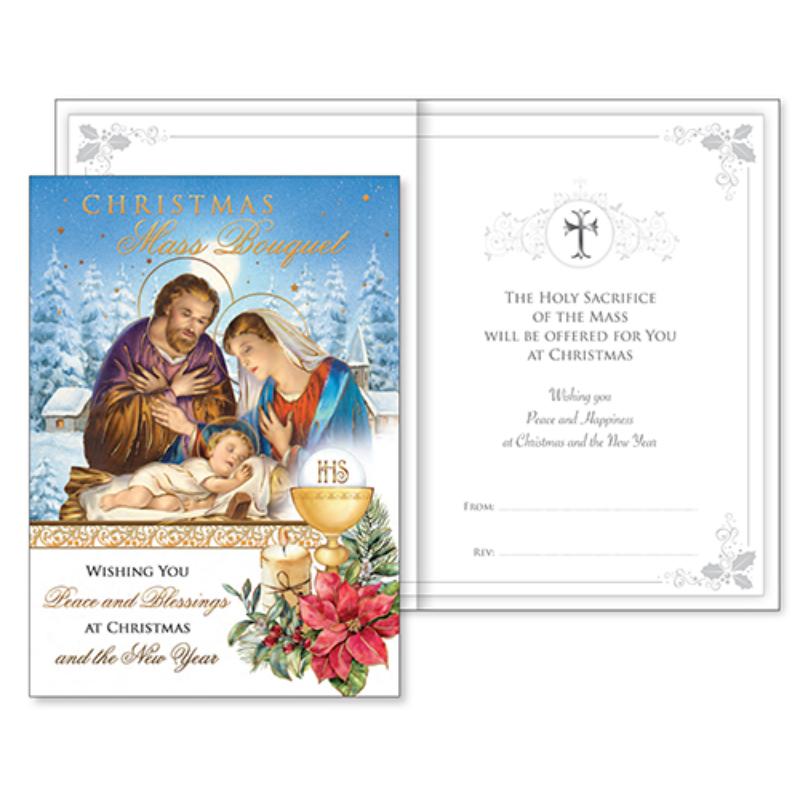 Christmas Mass Bouquet Greetings Card - Wishing You Peace and Blessings ...
