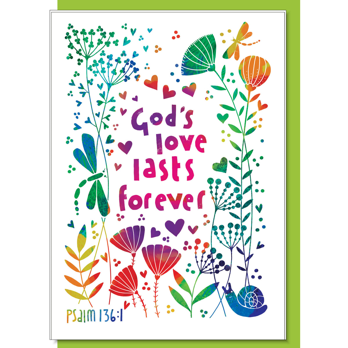 God's Love Lasts Forever, Greetings Card With Bible Verse Psalm 136:1 ...