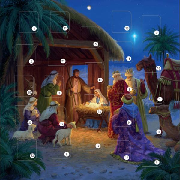 Nativity Stable Scene, Advent Calendar Card With Bible Verses - Size ...