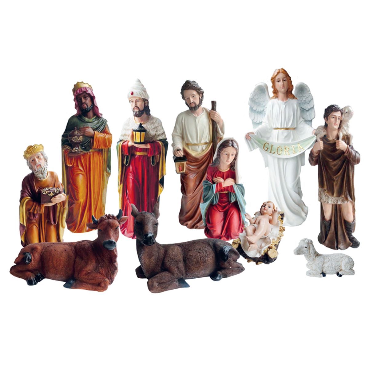 Nativity Crib Figures 81cm / 32 Inches High, Set of 11 Hand Painted ...