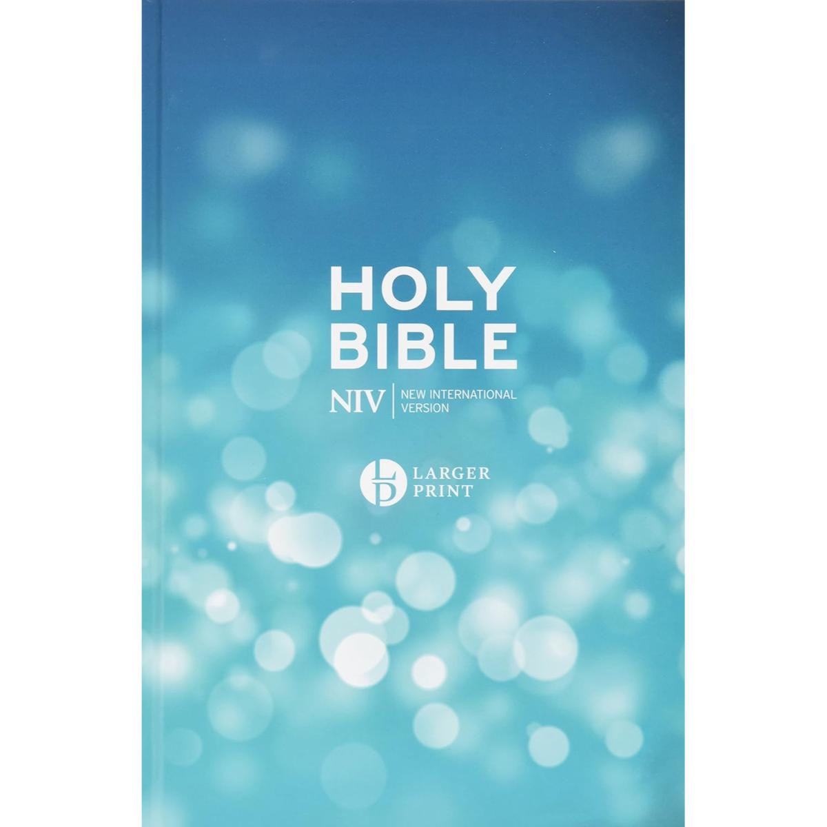 NIV Popular Larger Print Blue Hardback Bible With British Spelling, by ...