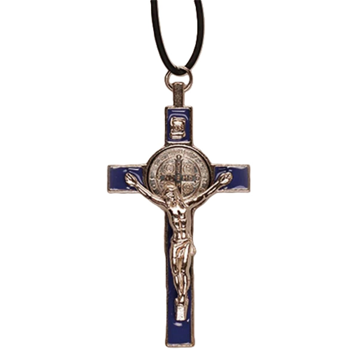 St Benedict Crucifix - Blue Enamel 3 Inches / 7.5cm High With ...