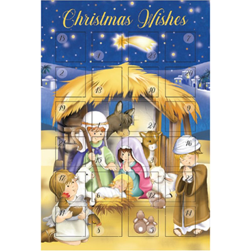 Advent Calendar Christmas Card With Easel Stand, Children's Nativity ...