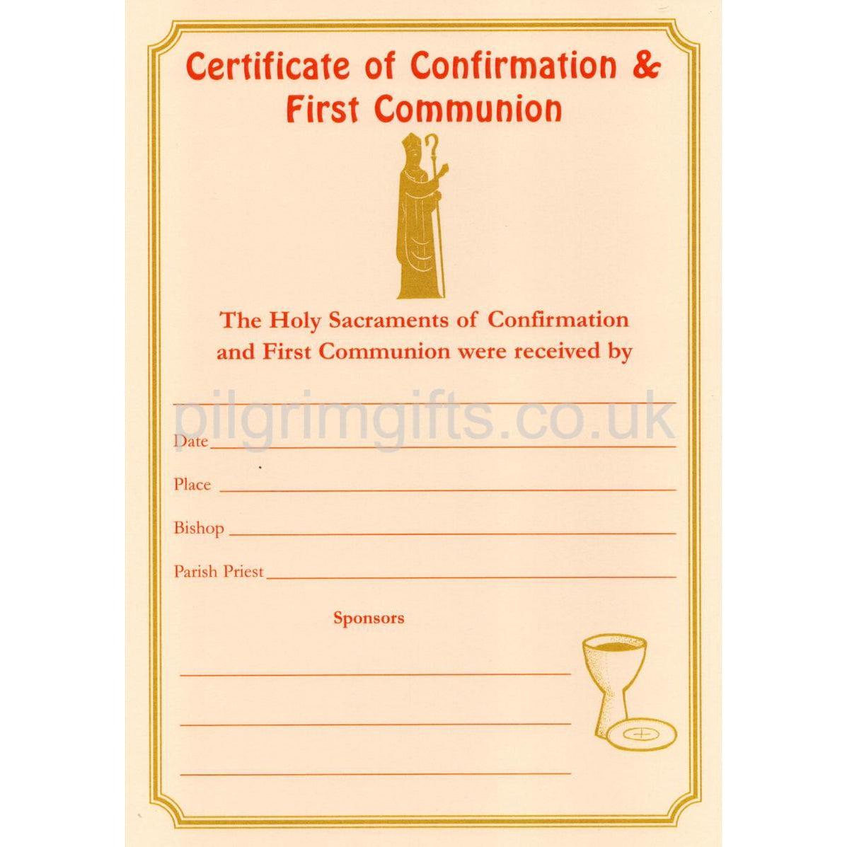 Confirmation & First Communion Certificate, Pack of 5 Printed On High ...