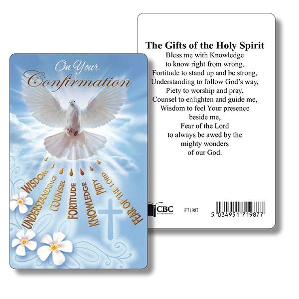 On Your Confirmation - Gifts Of The Holy Spirit Prayer Card - Prayer On ...