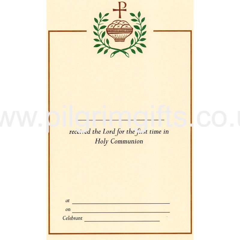 First Holy Communion Certificate, Pax - Chi Rho Cross Design Pack of 5 ...