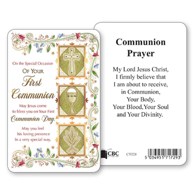 On The Special Occasion Of Your First Holy Communion, Laminated Prayer ...