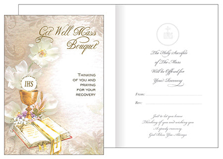 Get Well Mass Bouquet Greetings Card, Chalice and Open Bible Design ...