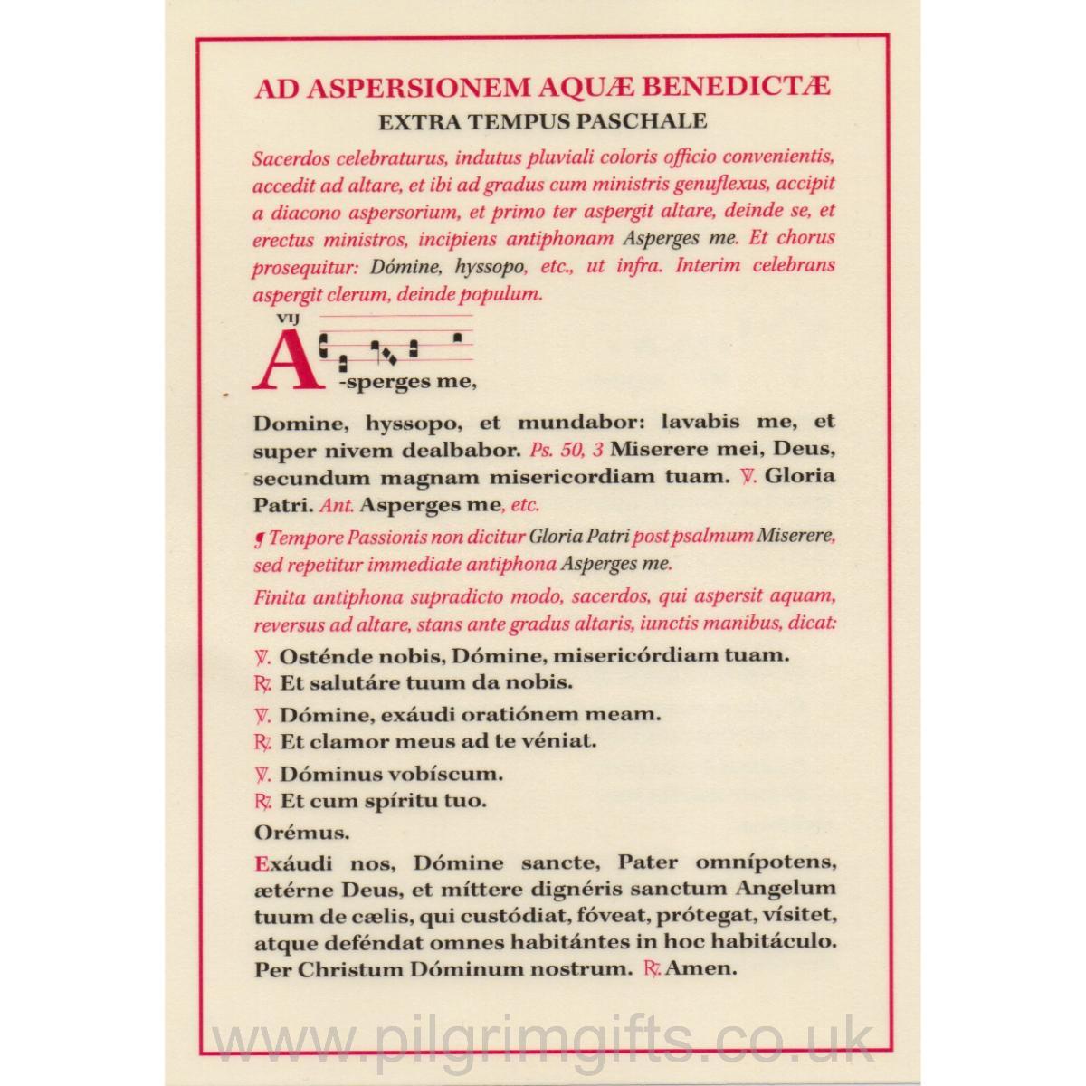 Holy Water Card, A5 Size Laimnated Altar card Printed On Both Sides ...