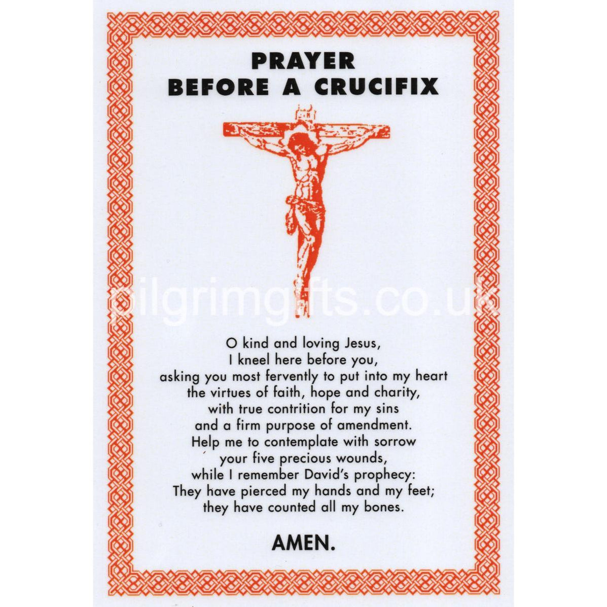 Prayer Before A Crucifix, A5 Size Laminated Altar Card | Pilgrim Shop ...