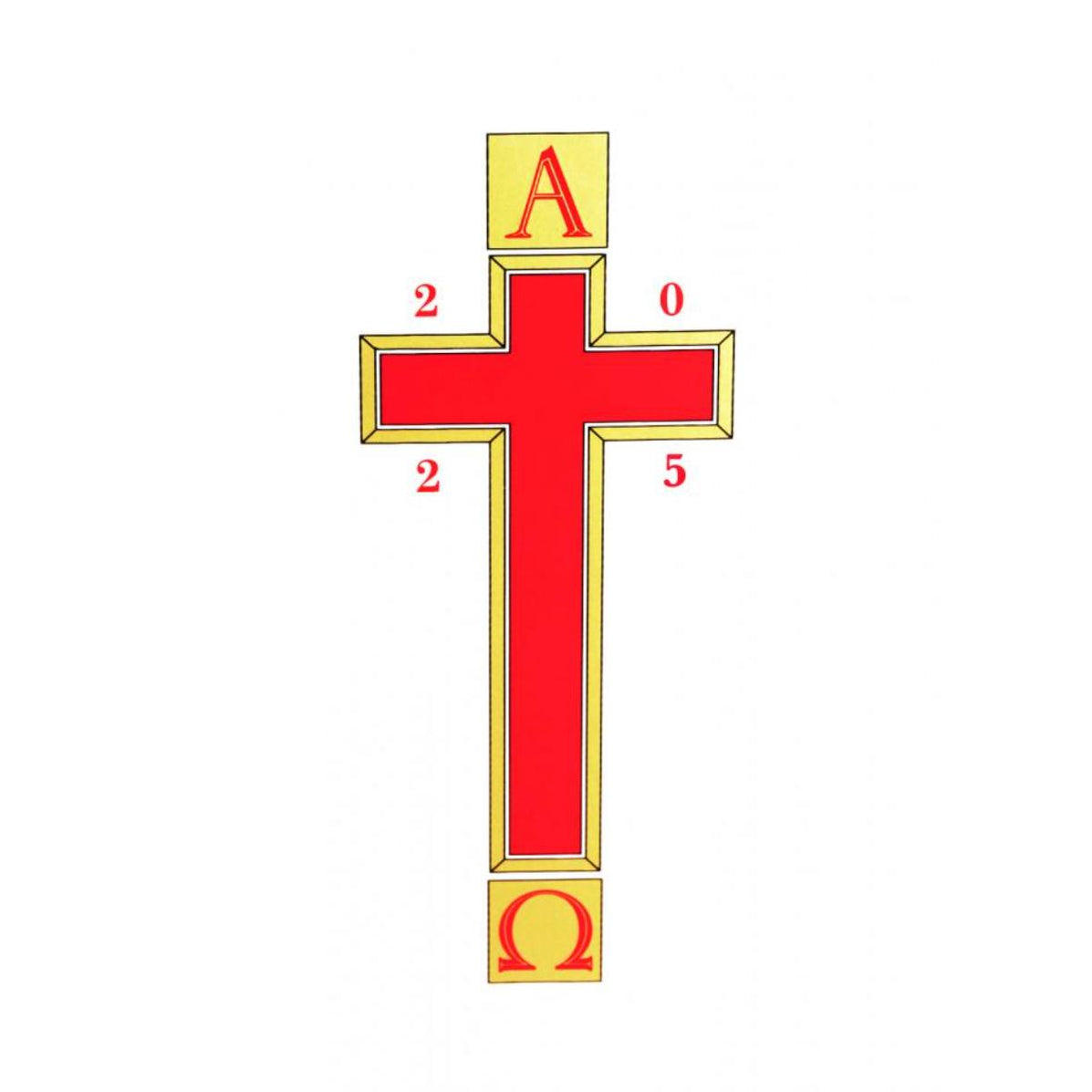 2026 Alpha & Omega With Red Cross and Gold Edging, Paschal Candle ...