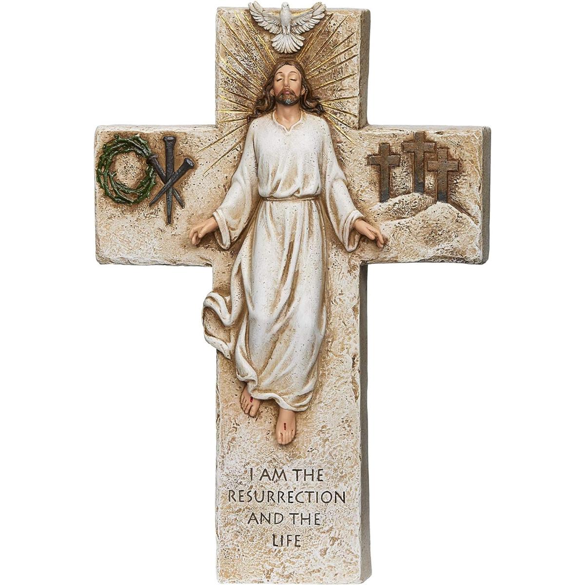 Resurrection Wall Cross With Engraved Bible Verse John 11:25, Size 25c ...