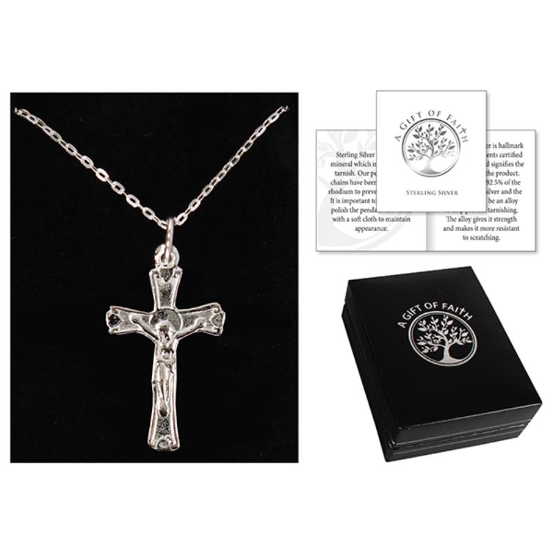 Sterling Silver Crucifix - 26mm / 1 Inch High Complete With 18 Inch ...