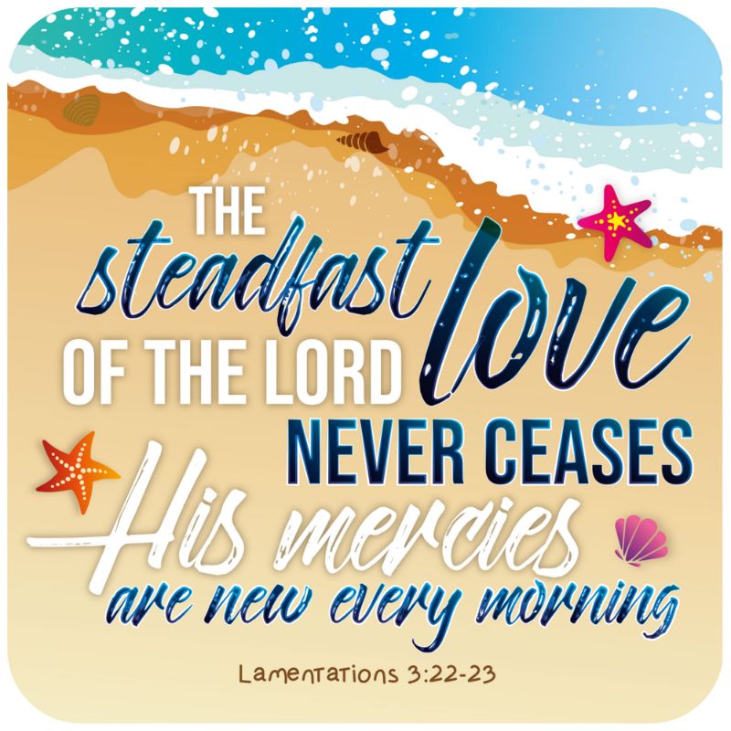 The Steadfast Love of the Lord Never Ceases, Coaster Beach With Bible — Pilgrim Gifts