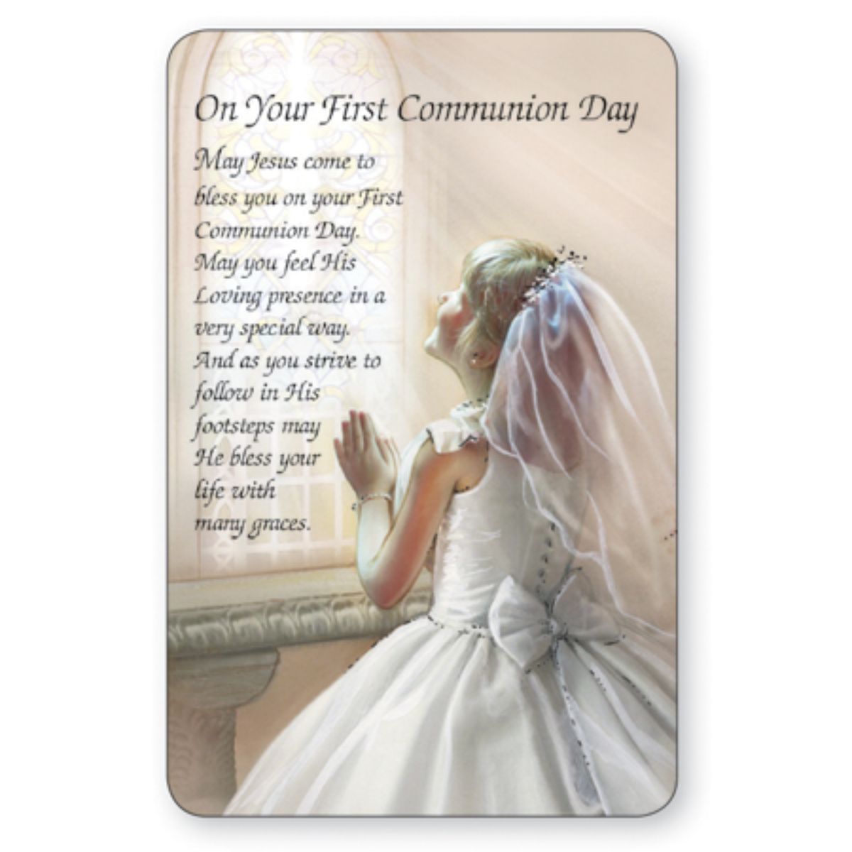 First Holy Communion Laminated Prayer Card for a Girl, On Your First ...