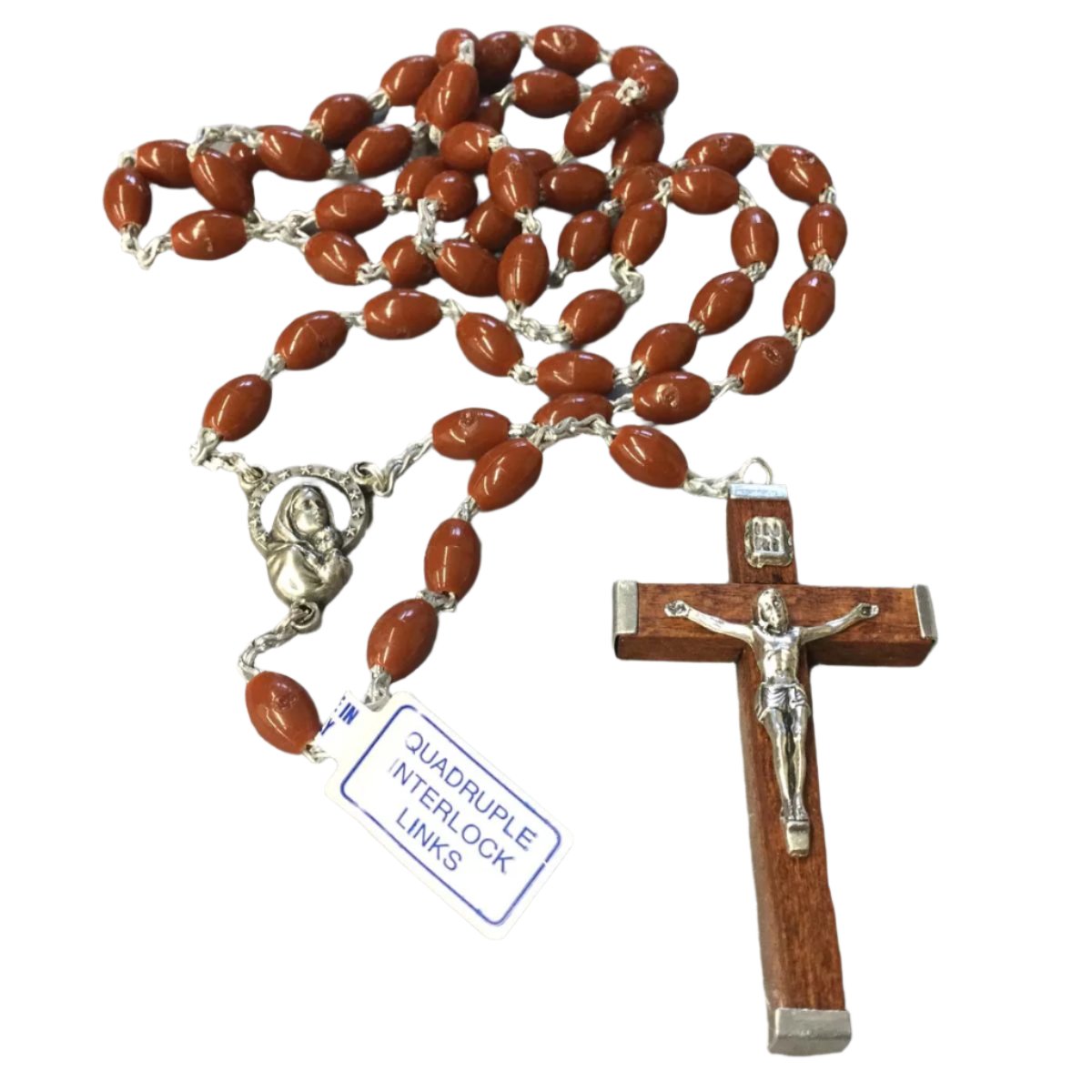 Brown Plastic Rosary Beads Extra Strong Links 8mm Diameter Oval Beads ...