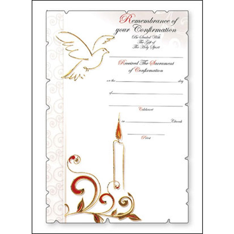 Confirmation Certificate Holy Spirit & Candle Design, Pack of 10 Size ...