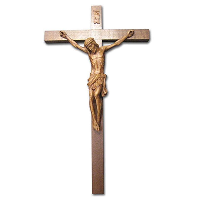 Wooden Crucifix - With Wood Effect Resin Figure, 60cm / 24 Inches High ...