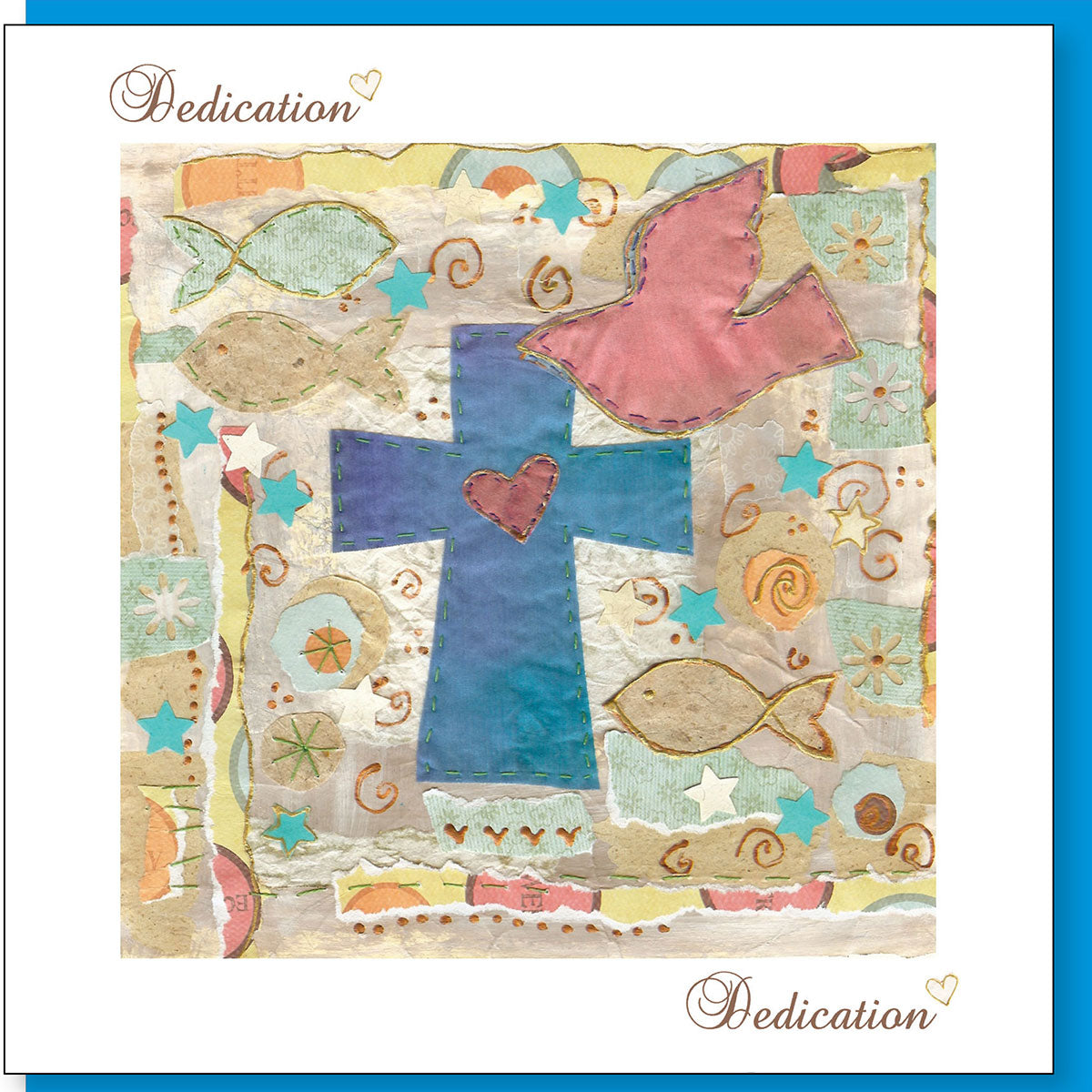 Dedication Greetings Card Blue Cross Design, With Bible Verse Psalm 27: ...