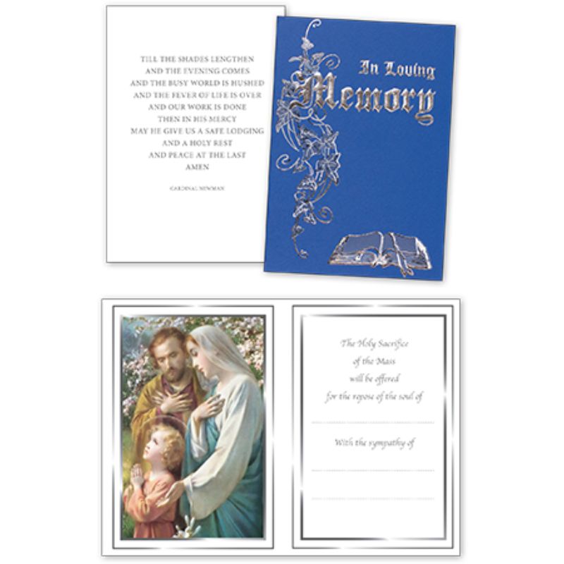 In Loving Memory Mass Greetings Card, Embossed Silver Foil Cover With ...
