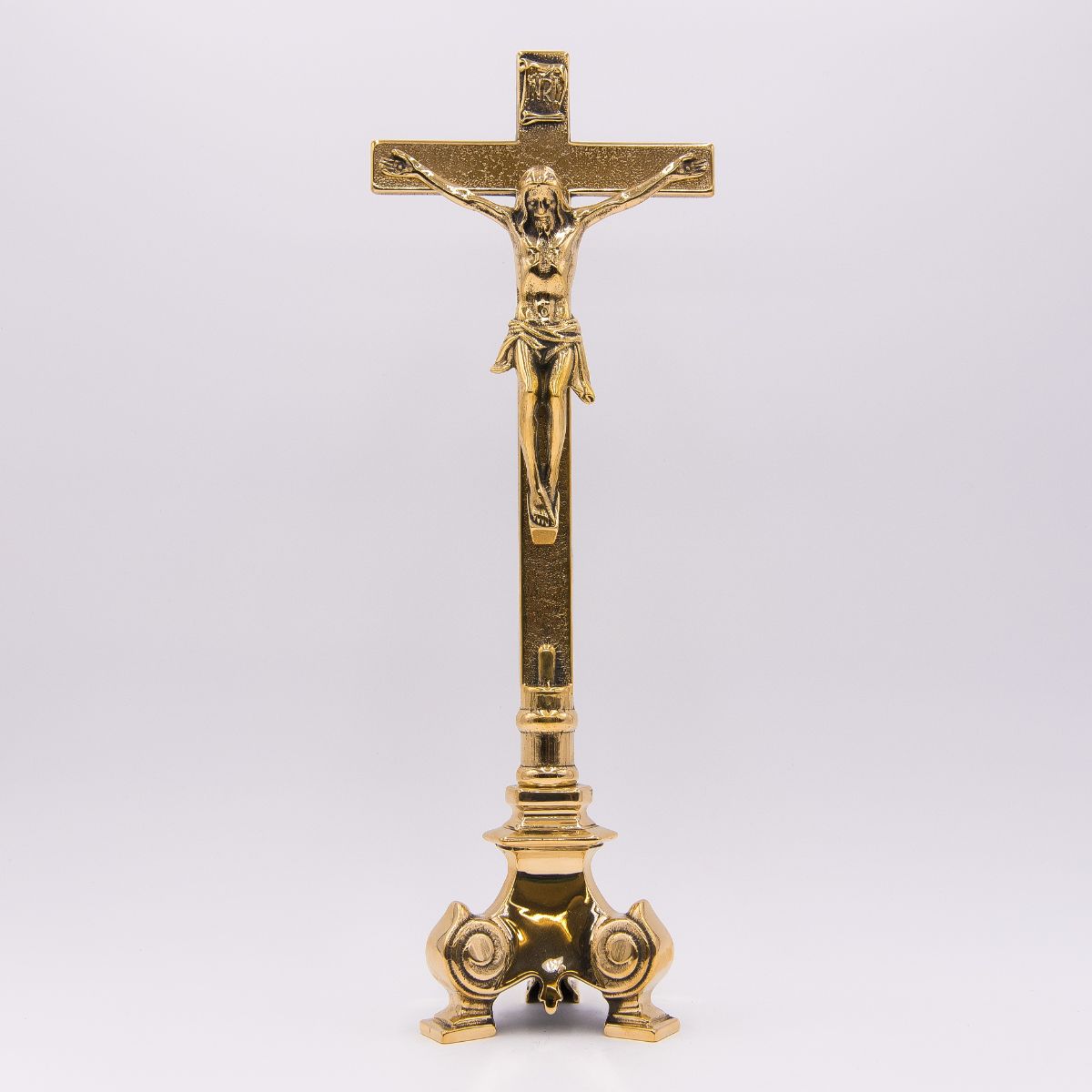 Standing Crucifix 21 Inches / 53cm High, Solid Brass With Tripod Design ...