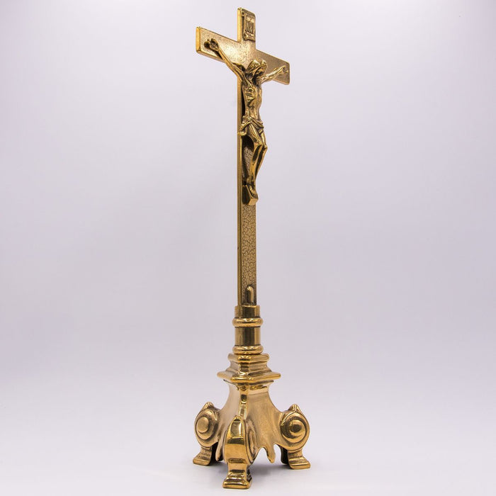 Standing Crucifix 21 Inches / 53cm High, Solid Brass With Tripod Design ...