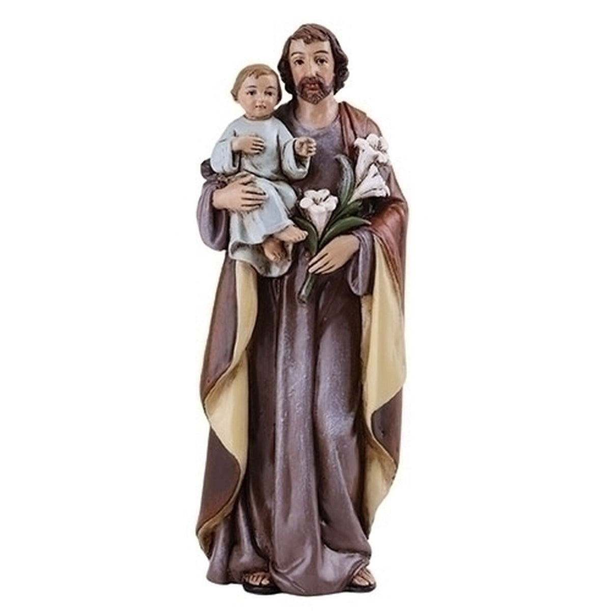 St Joseph and Child Statue 10cm / 4 Inches High Handpainted Resin Cast ...